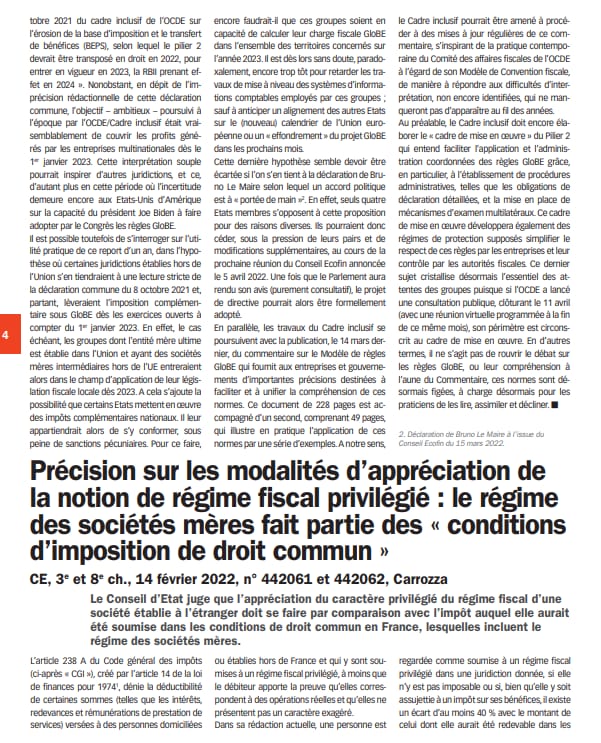 Précision sur les modalités d’appréciation de la notion de régime ...