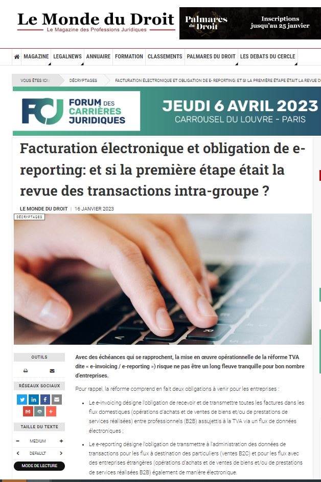 Facturation électronique et obligation de e-reporting: et si la ...