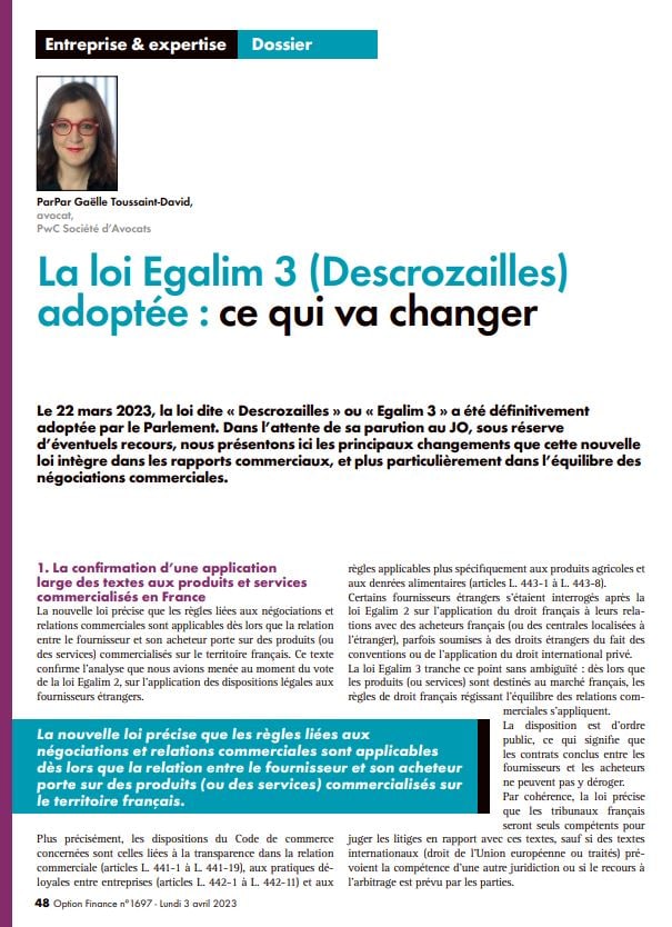 La loi Egalim 3 (Descrozailles) adoptée : ce qui va changer