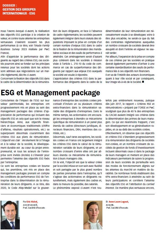 ESG et Management package